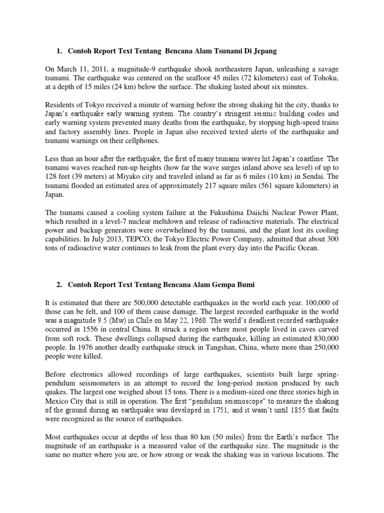 Contoh Report Text Tentang | PDF | Types Of Volcanic Eruptions ...
