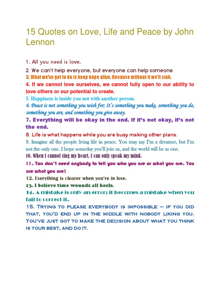 15 Quotes On Love | PDF