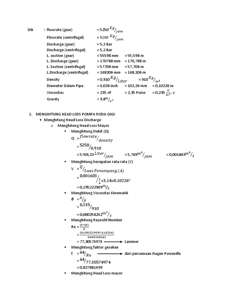 Perhitungan Pompa Gear | PDF | Nature