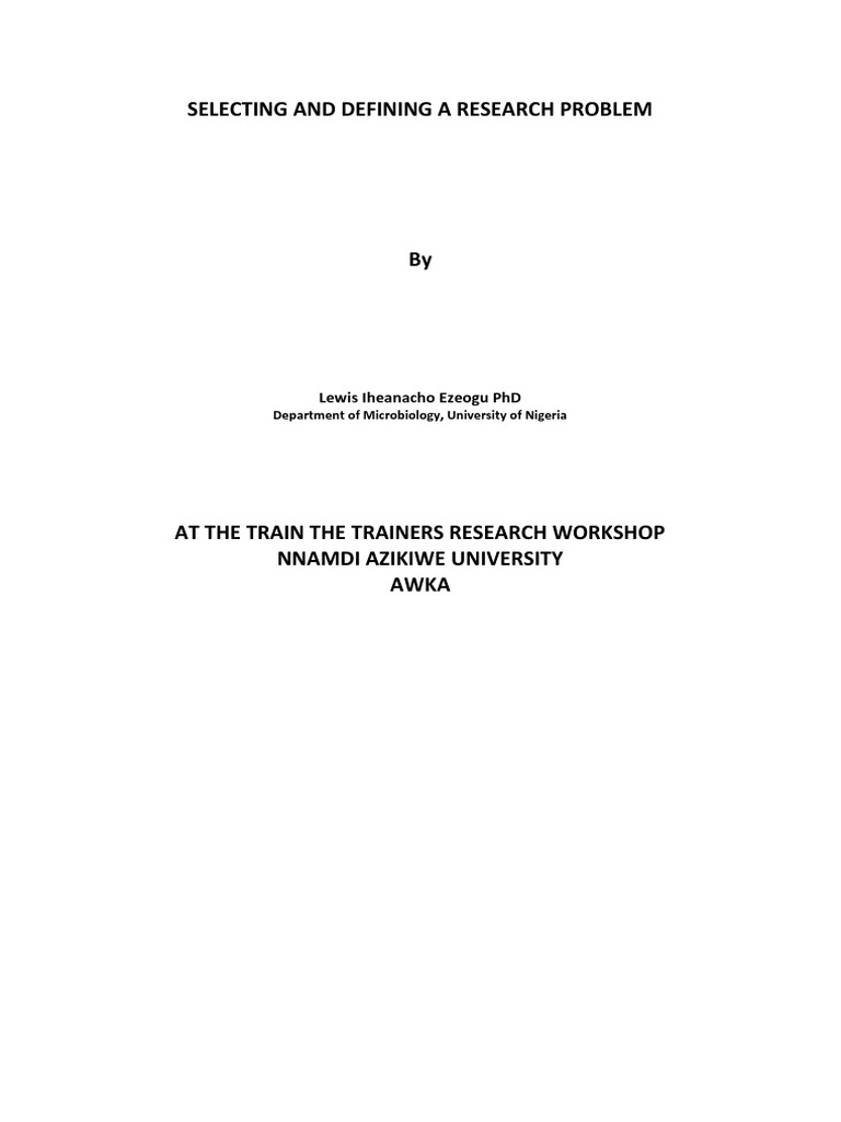 Selecting and Defining A Research Problem | PDF | Hypothesis | Scientific Method