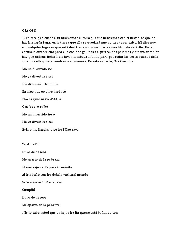 Osa Ose | PDF | Religión étnica | Santeria