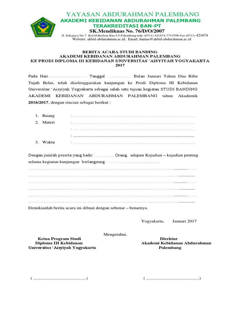 Berita Acara Studi Banding | PDF