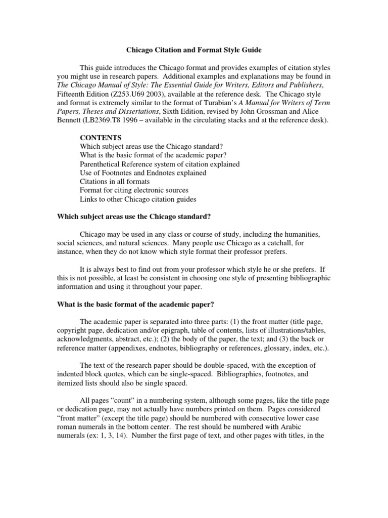 Chicago Citation and Formal Style Guide | PDF