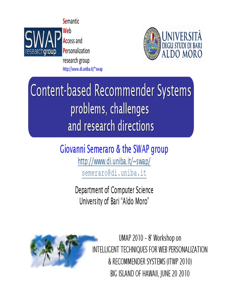 Content - Based Recommender Systems | PDF | Ontology (Information Science) | Semantics