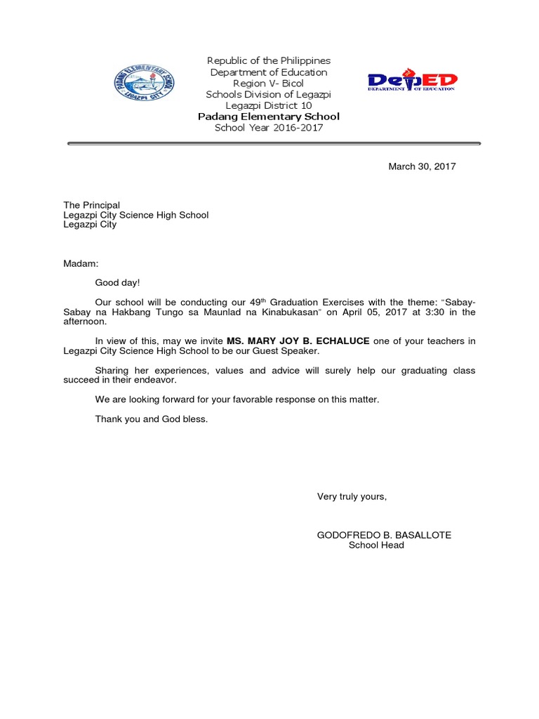 Letter To Resource Speaker | PDF | Public Sphere