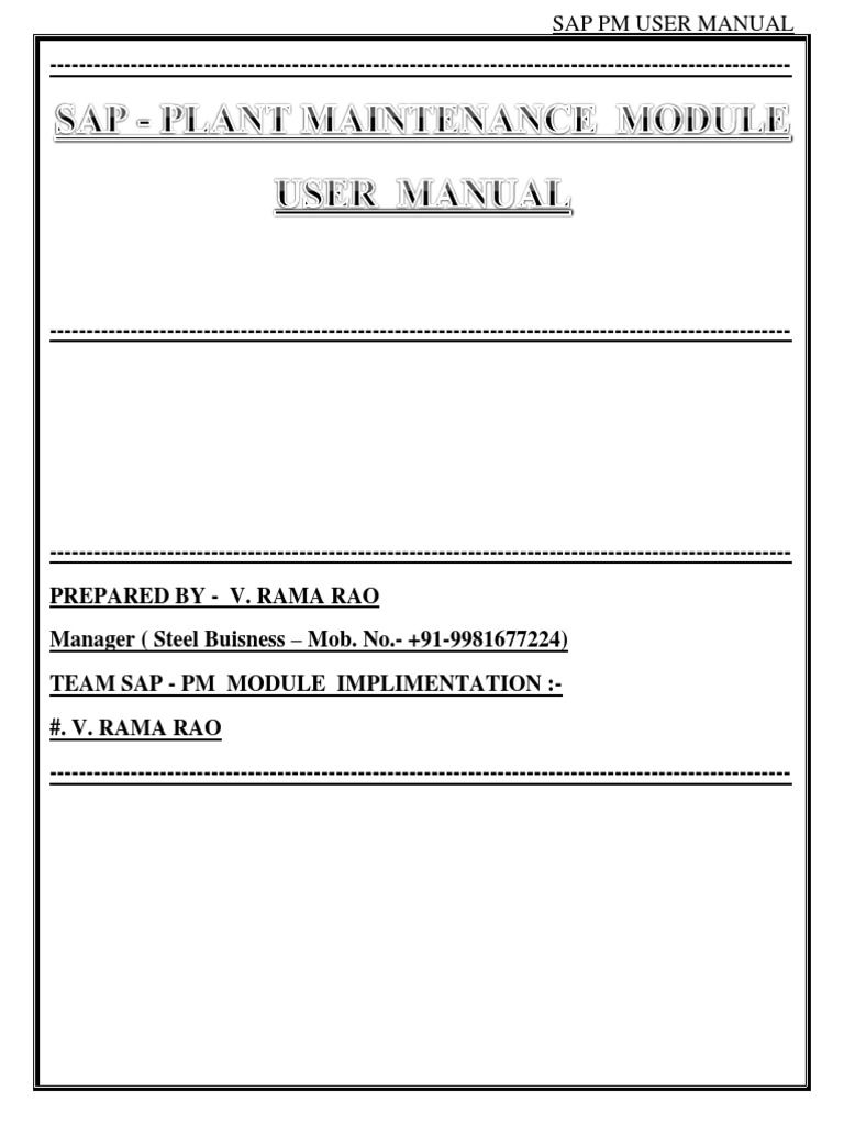 SAP - PM - Module - User Manual | PDF | Engineering | Computing And ...