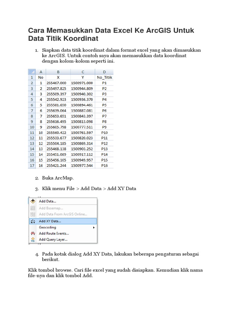 Cara Memasukkan Data Excel Ke ArcGIS Untuk Data Titik Koordinat | PDF