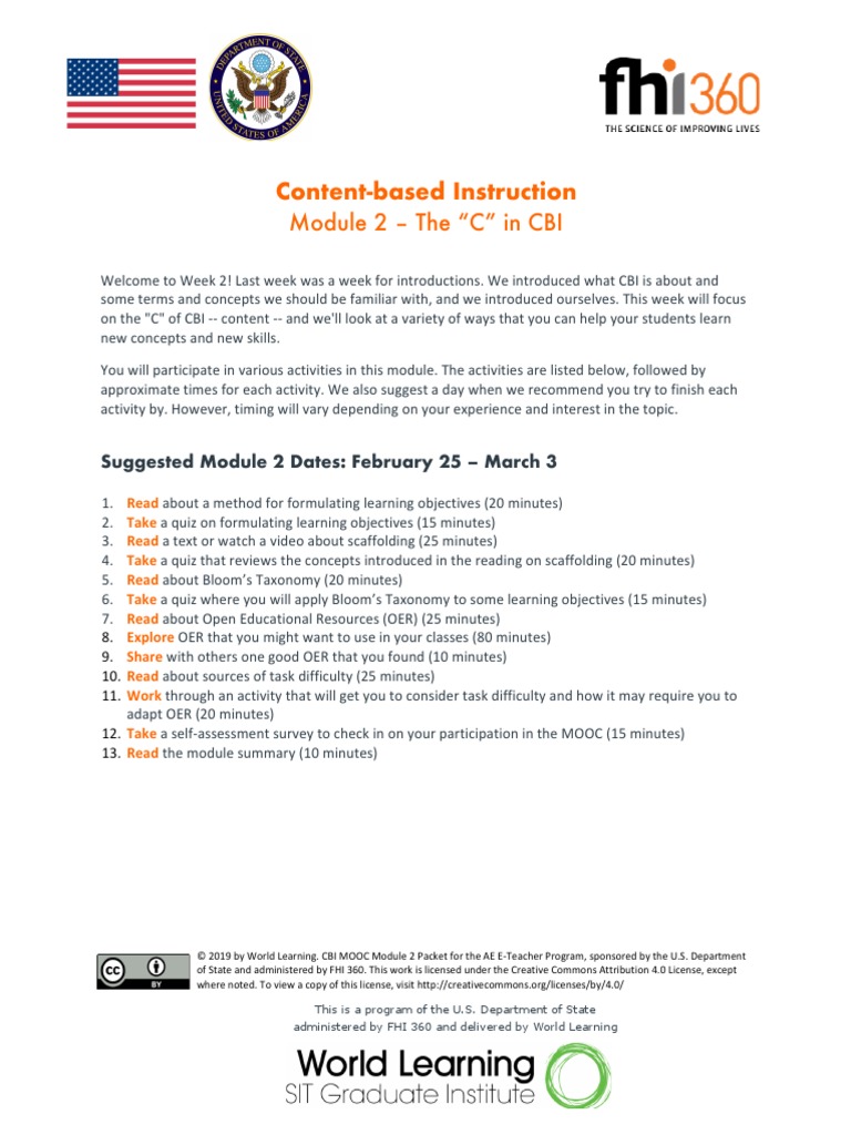CBI MOOC Module 2 Packet | PDF | Creative Commons License | Reading Comprehension