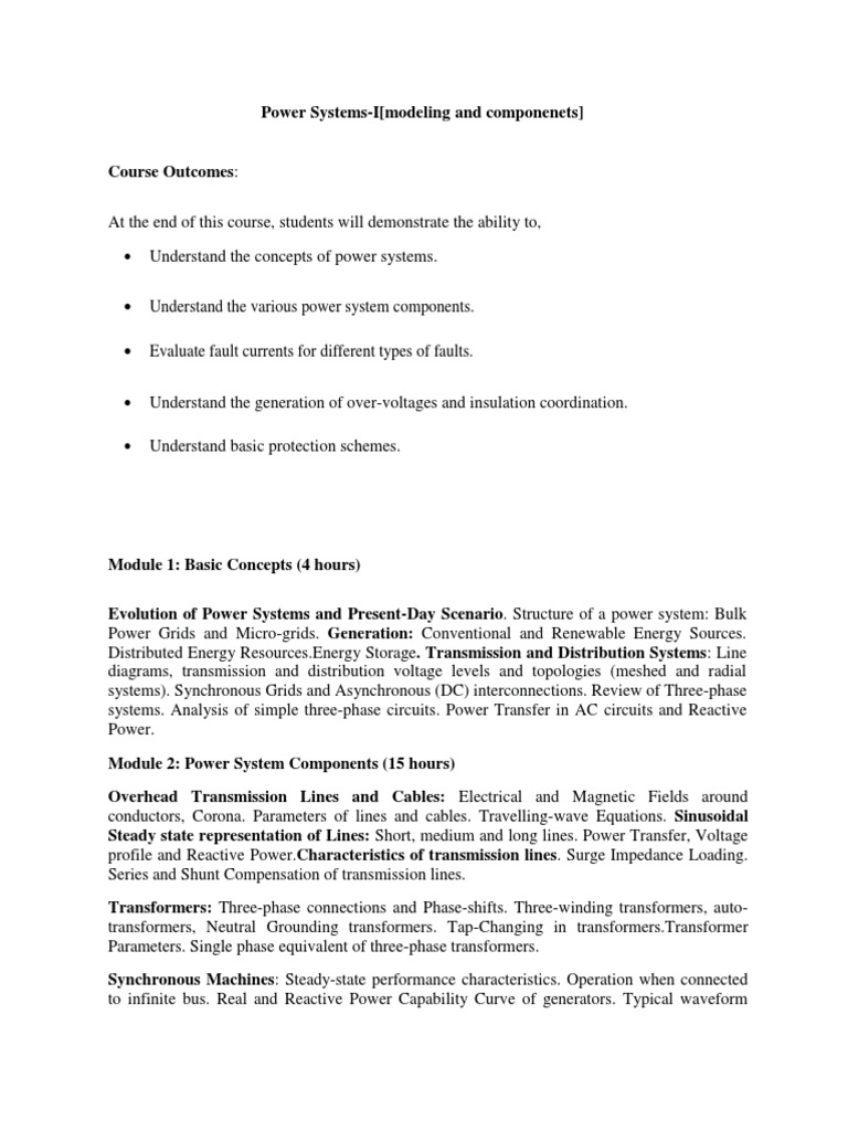 Power Systems-I: Modeling & Components | PDF | Electric Power ...