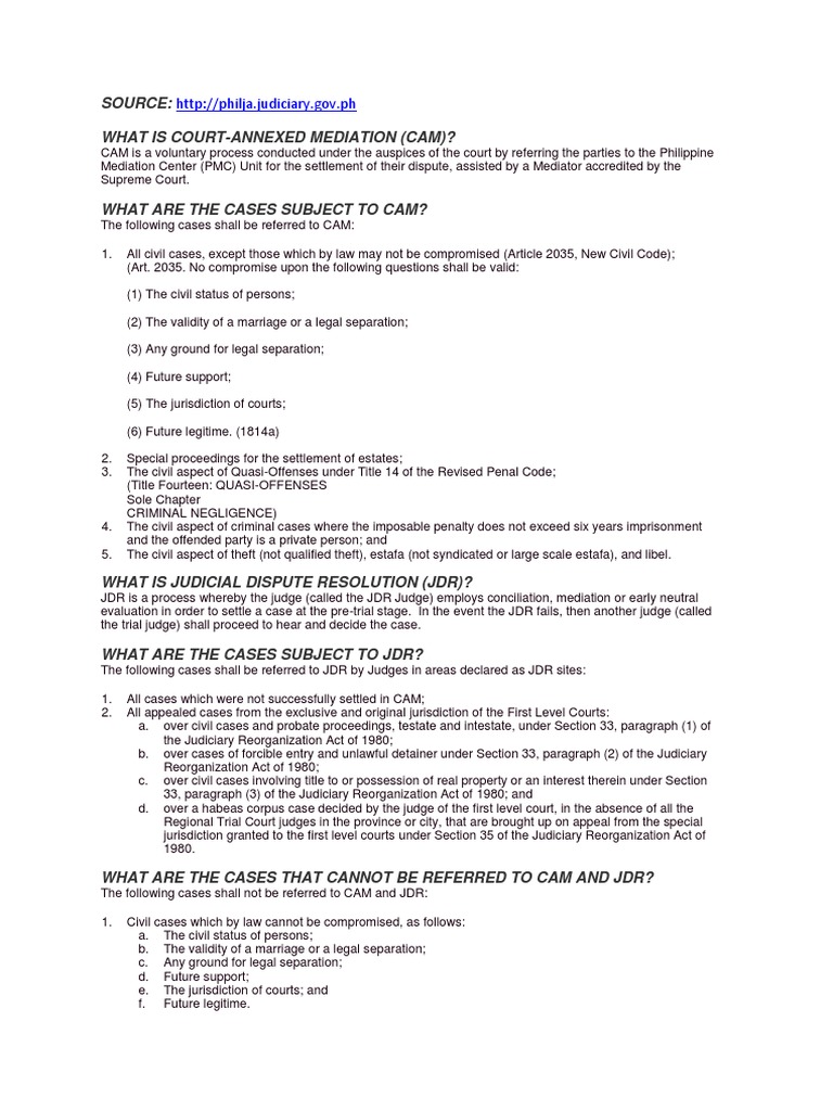 CAM and JDR | PDF | Lawsuit | Separation Of Powers