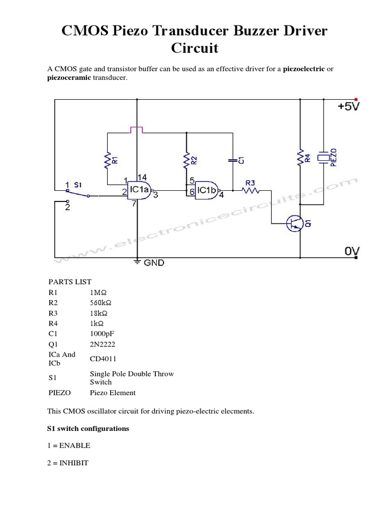 CMOS Piezo Transducer Buzzer Driver Circuit | PDF