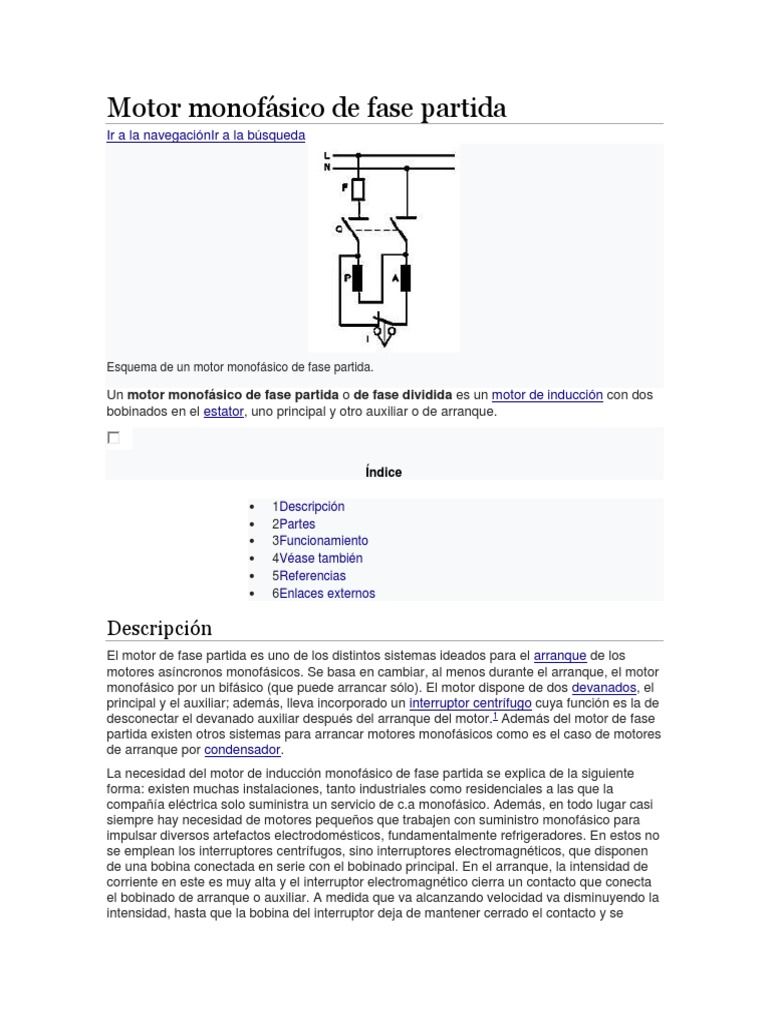 Motor Monofásico de Fase Partida | PDF | Motor eléctrico | Inductor