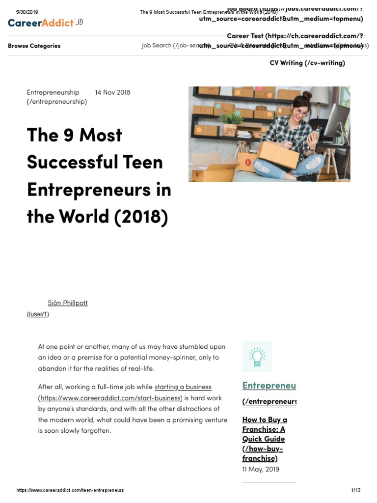 The 9 Most Successful Teen Entrepreneurs in The World (2018) | PDF ...