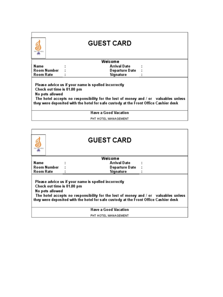 Hotel Guest Registration Card | PDF