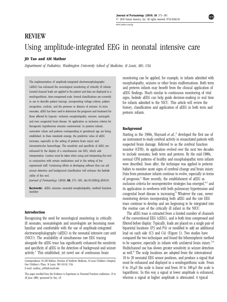 Using Aeeg Di Neonatal | PDF | Electroencephalography | Neonatal ...