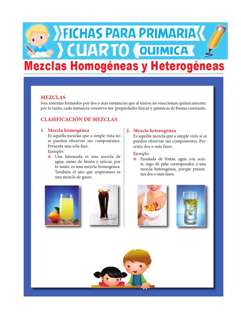 Mezclas Homogéneas y Heterogéneas TALLER | PDF | Mezcla | Sustancias químicas