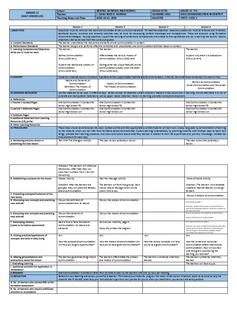 DLL - Oc Week 1 | PDF | Communication | Learning