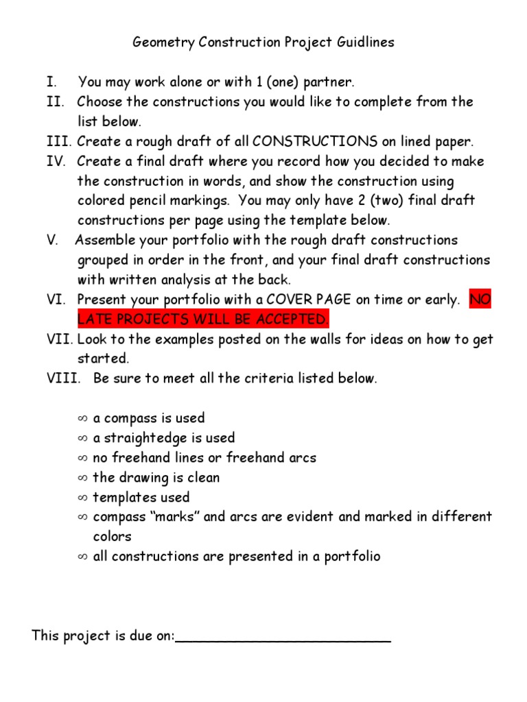 Geometry Project Rubric1 | PDF | Triangle | Perpendicular