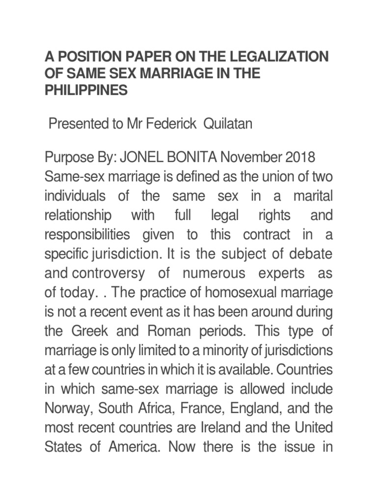 Legalization of Same Sex Marriage | PDF