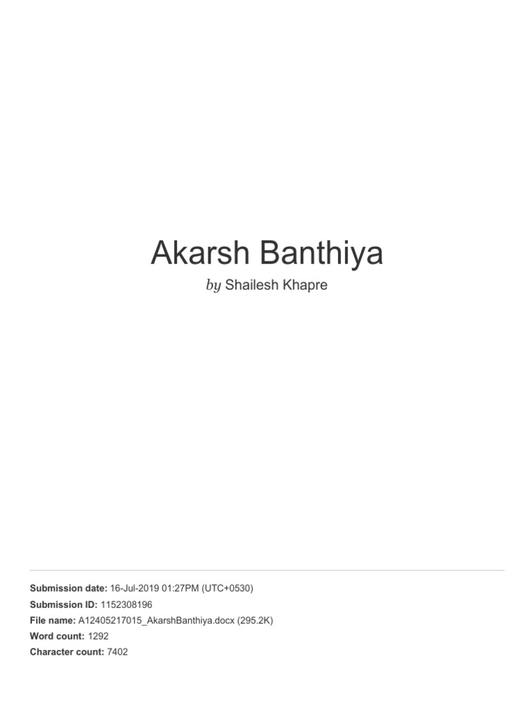 Akarsh Banthiya: by Shailesh Khapre | PDF