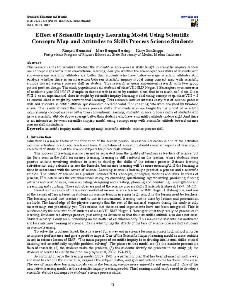 Effect of Scientific Inquiry Learning Model Using Scientific Concepts ...