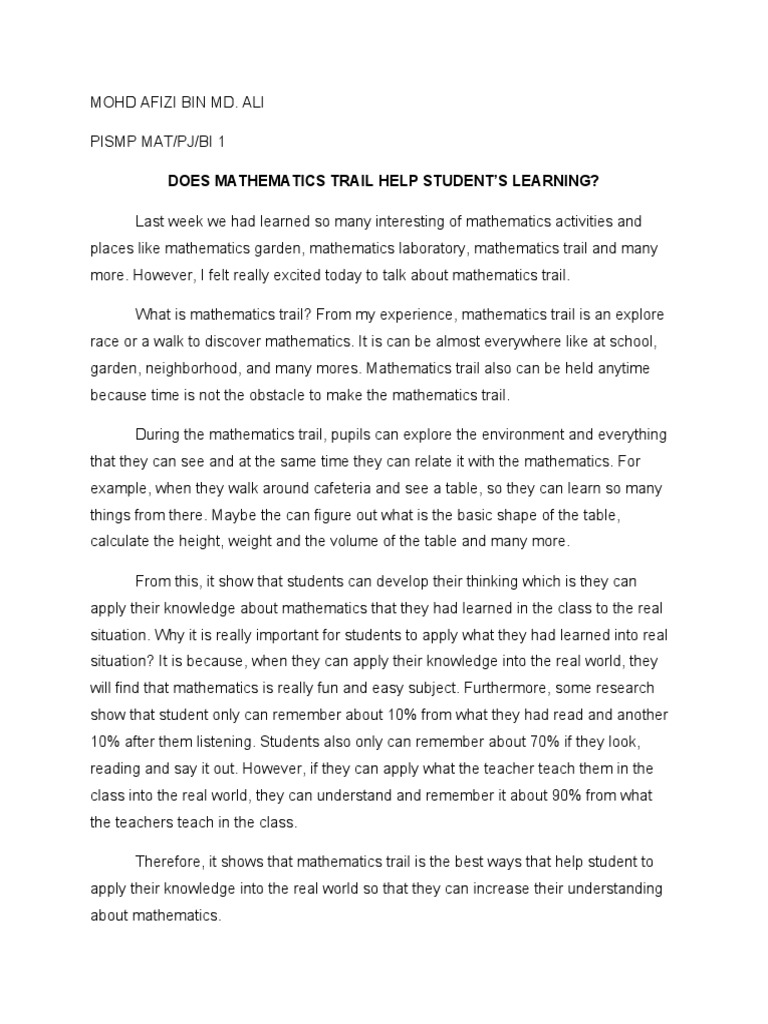 Benefits of Mathematics Trails for Learning | PDF | Career & Growth ...