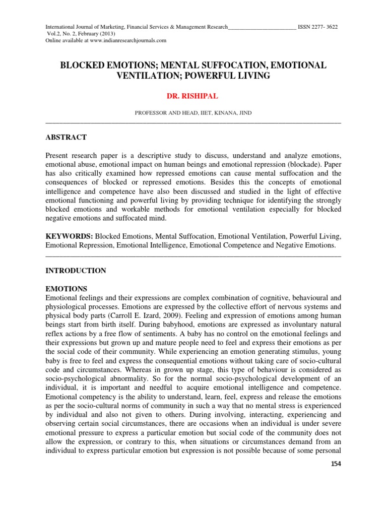 Blocked Emotions Mental Suffocation, Emotional Ventilation Powerful ...