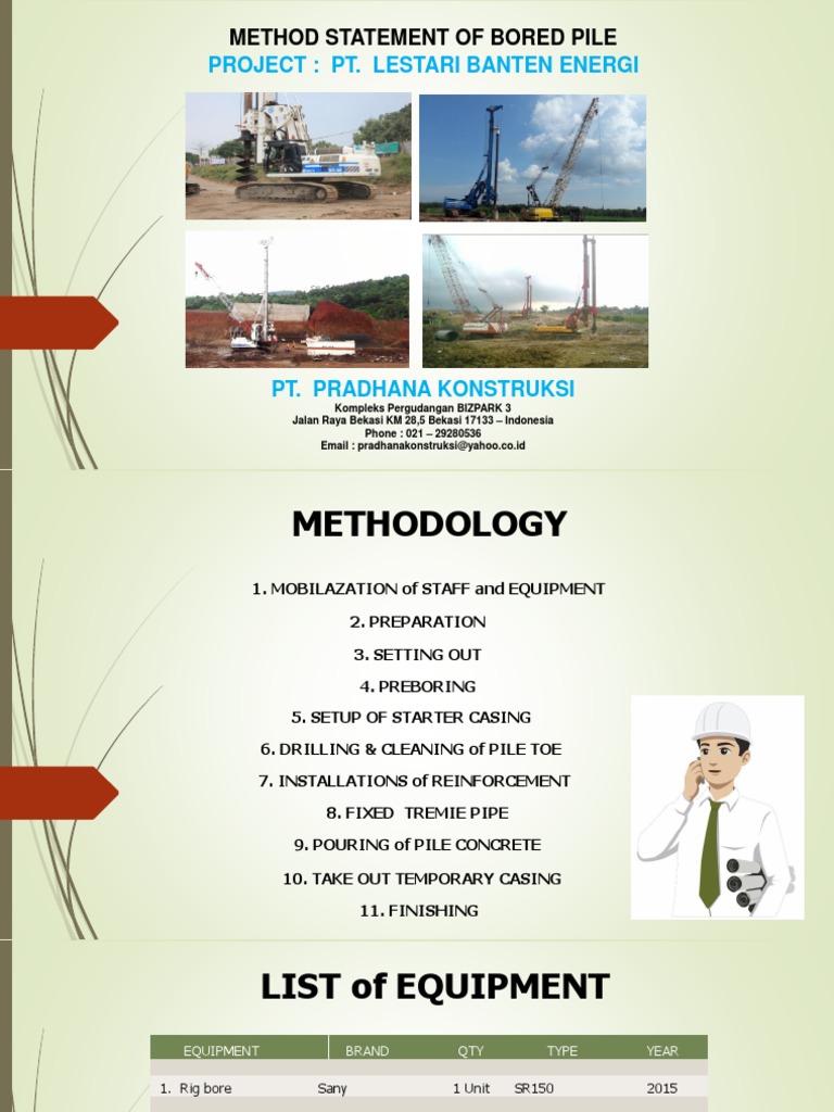 Method Statement (Bore Pile - LBE) | PDF | Deep Foundation | Surveying