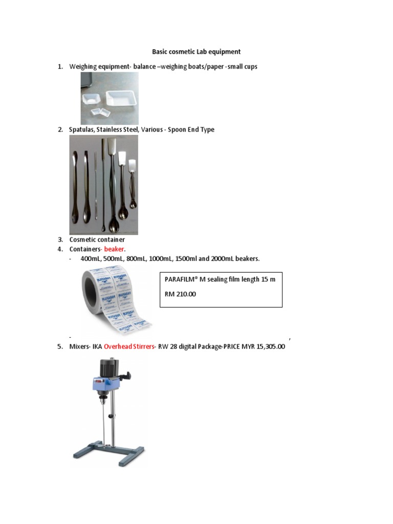 Basic Cosmetic Lab Equipment | PDF