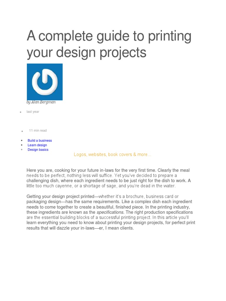 A Complete Guide To Printing Your Design Projects | PDF