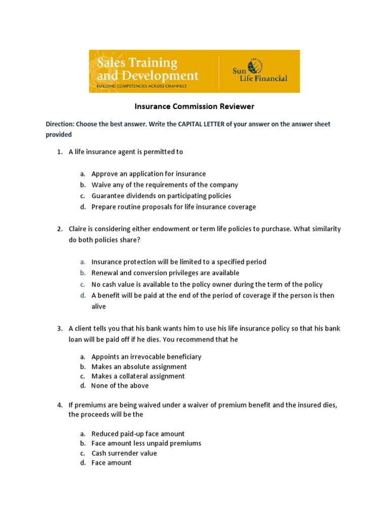 Insurance Commission Reviewer | PDF | Life Insurance | Insurance