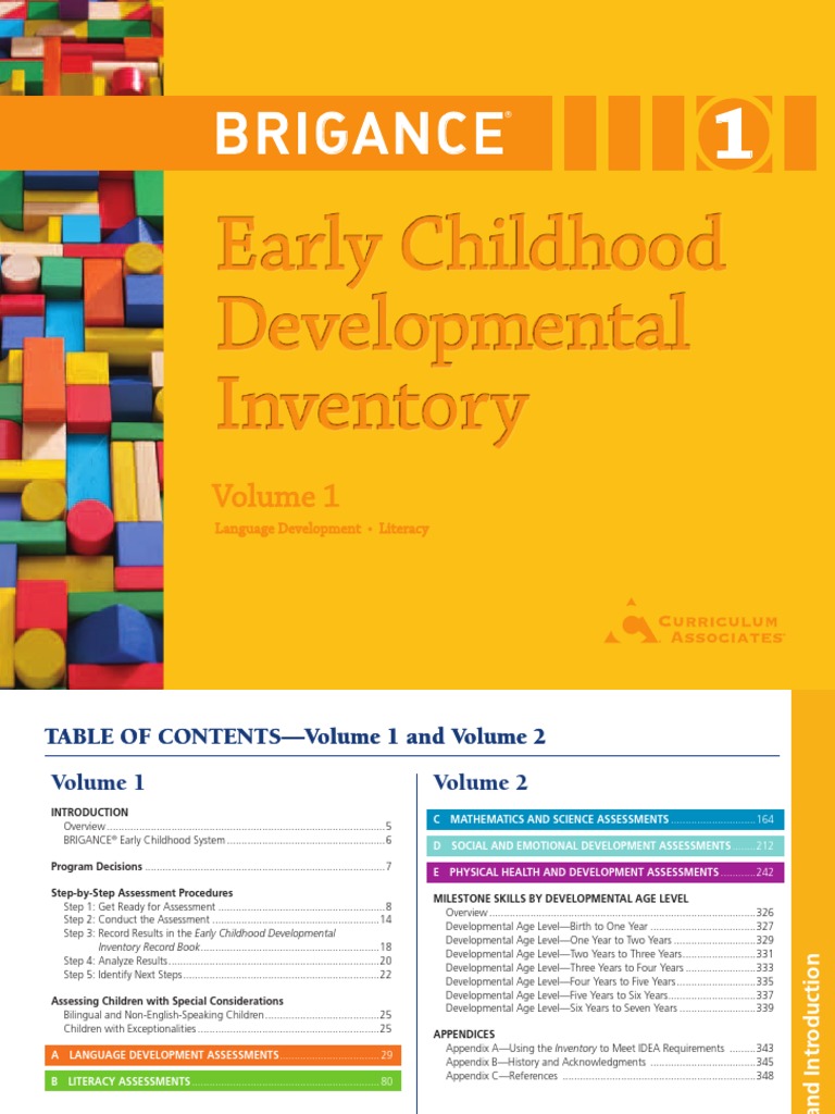 Brigance: Early Childhood Developmental Inventory | PDF | Child ...