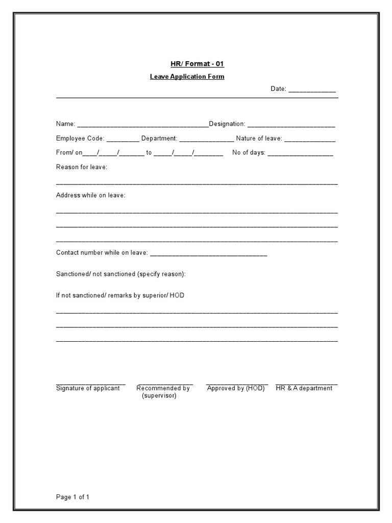 Leave Application Form | PDF
