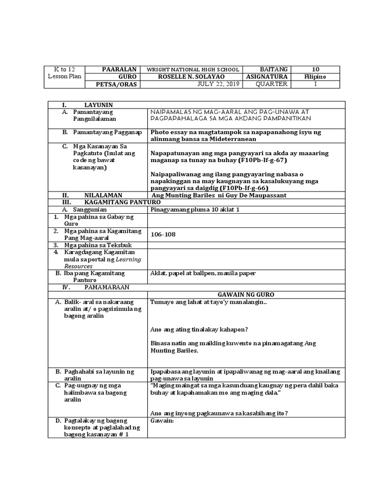 Project Lp-Filipino 2 | PDF