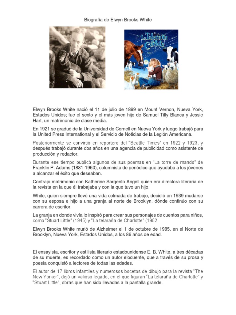 Biografía de Elwyn Brooks White | PDF
