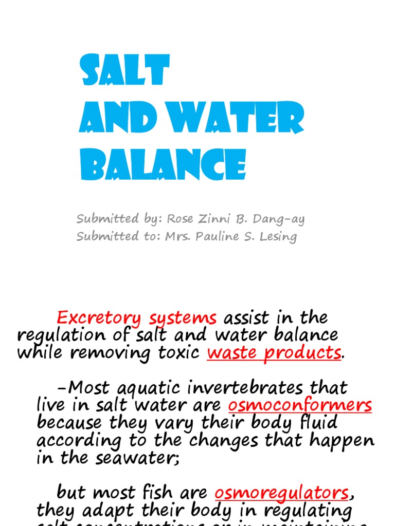 Salt and Water Balance in Animals | PDF | Urinary System | Urine