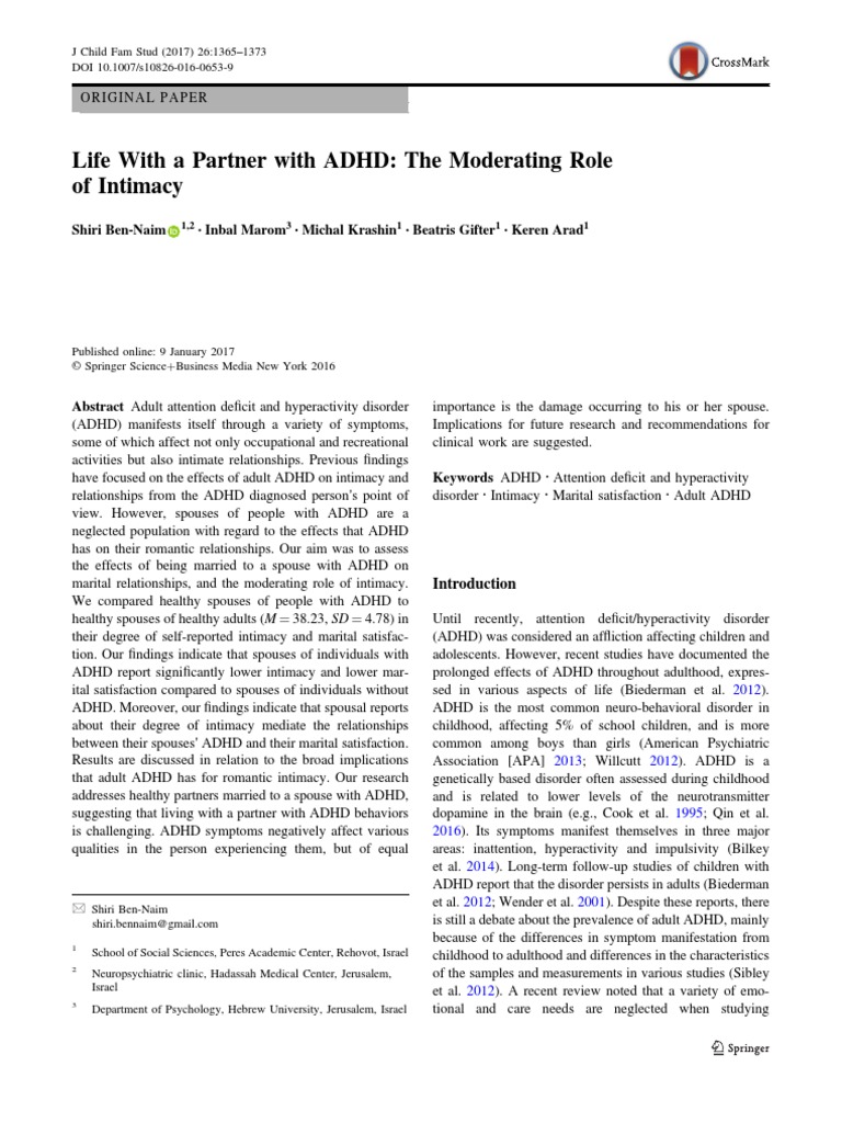 Life With A Partner With ADHD - The Moderating Role of Intimacy | PDF ...