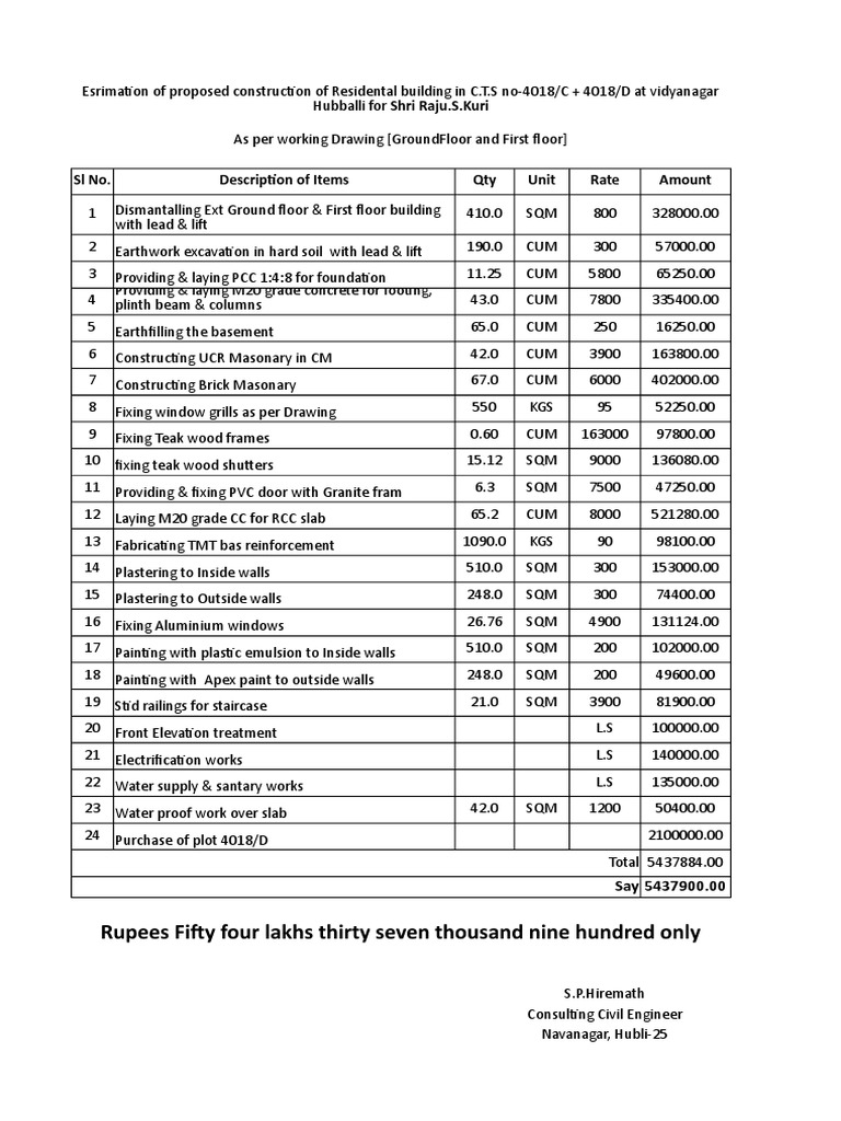 Rupees Fifty Four Lakhs Thirty Seven Thousand Nine Hundred Only | PDF ...