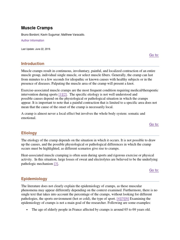 Muscle Cramps: Go To | PDF | Peripheral Neuropathy | Muscle