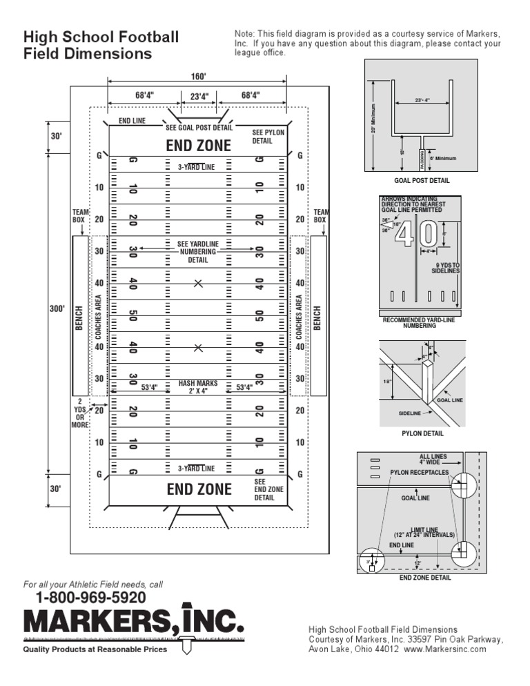 High School Football Field Dimensions | PDF | Hobbies | Leisure