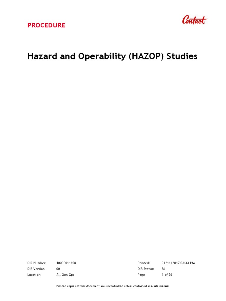 HAZOP Procedure V2 | PDF | Risk | Safety