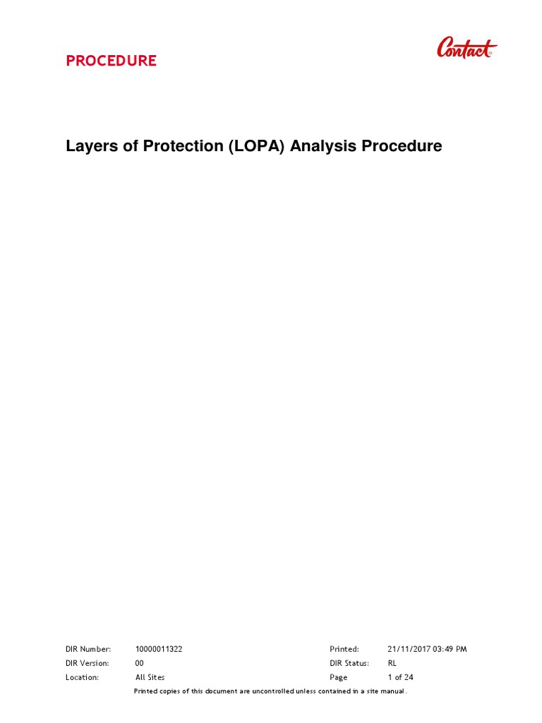 Layers of Protection (LOPA) Analysis Procedure | PDF | Risk | Risk ...
