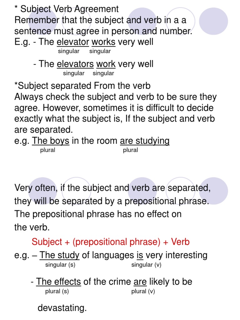 Subject Verb Agreement | PDF | Grammatical Number | Scientific ...