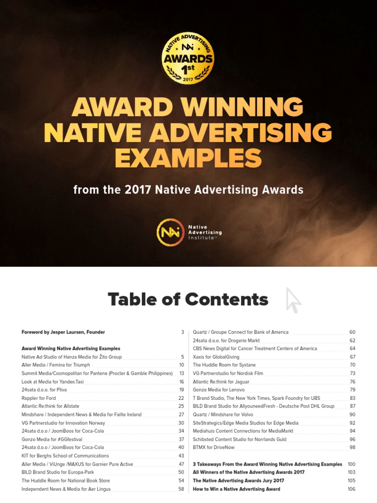 Award Winning Native Advertising Examples 2017 | PDF | Advertising ...