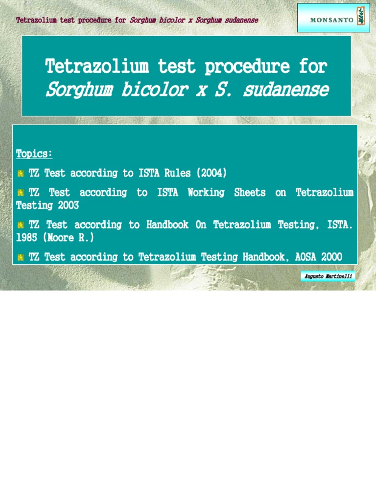 TZ Test Procedure Sorghum Hybrid | PDF | Plant Reproduction ...