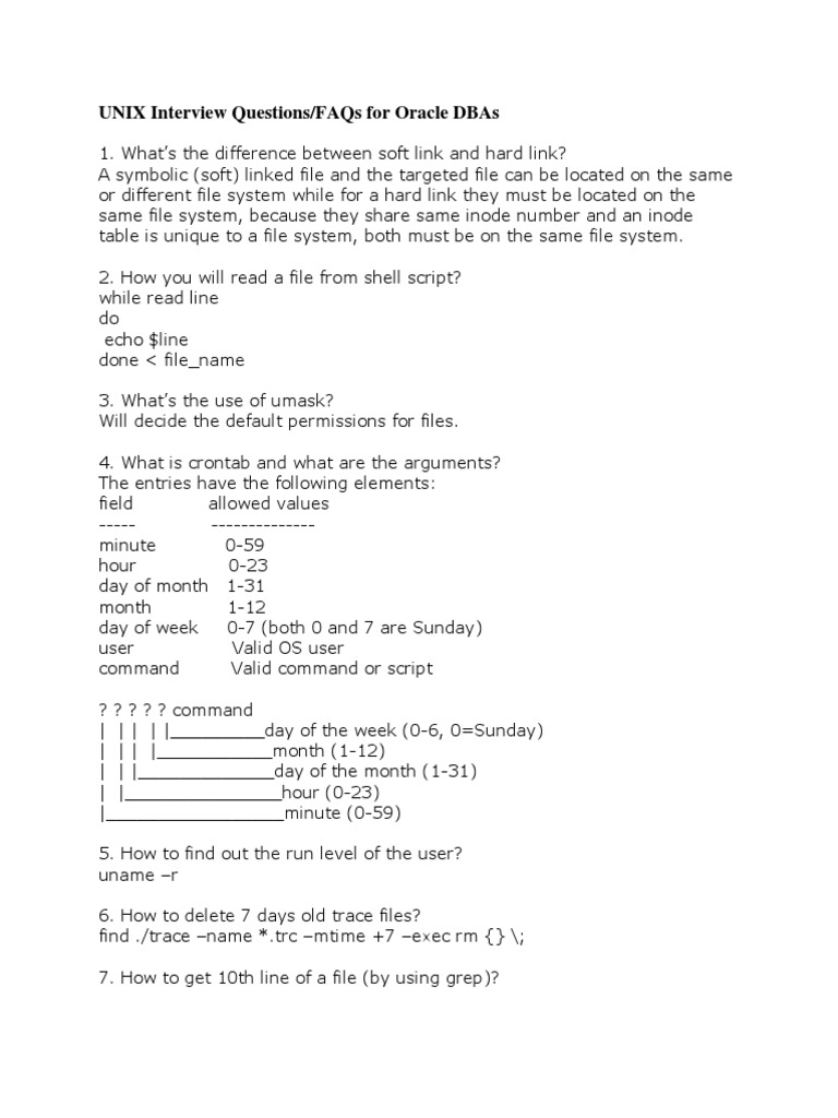 DBA UNIX Interview Q&A | PDF