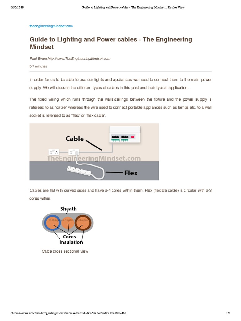 Guide To Lighting and Power Cables - The Engineering Mindset - Reader ...