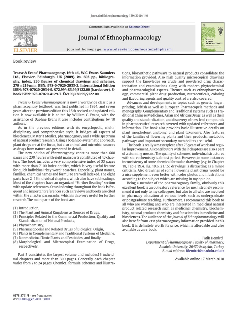 Trease and Amp Evans Pharmacognosy 16th | PDF | Pharmacognosy | Natural ...