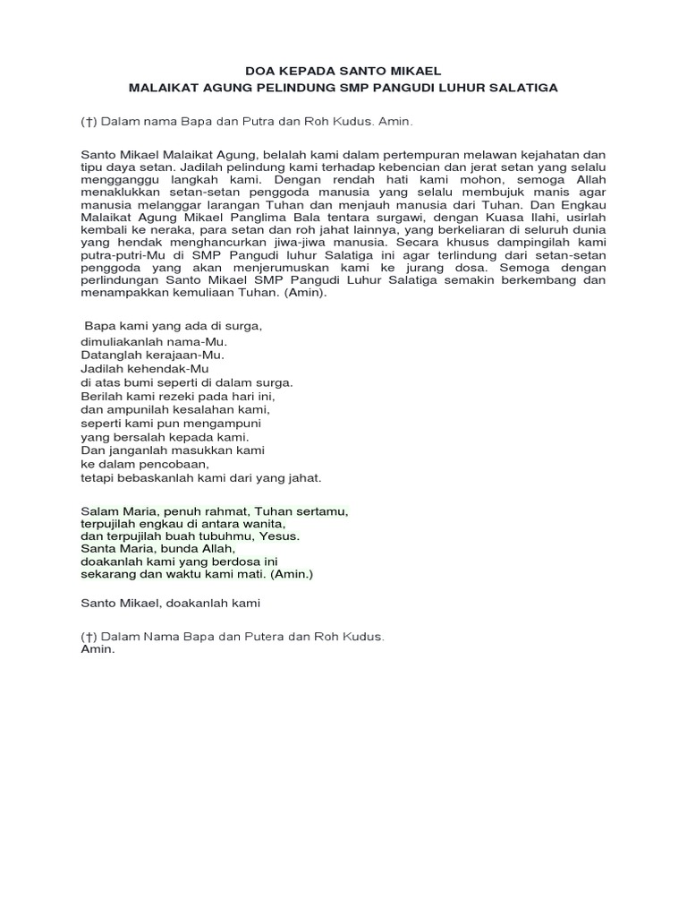 Doa Kepada Santo Mikael | PDF