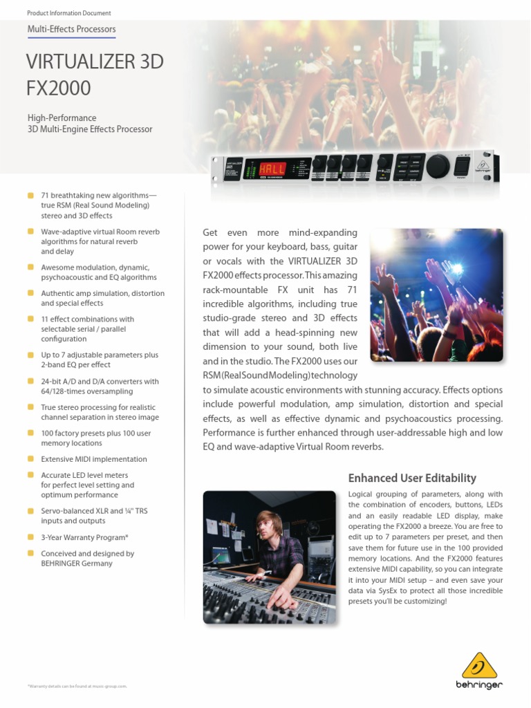 BEHRINGER - FX2000 P0A3P - Product Information Document | PDF | Sound ...